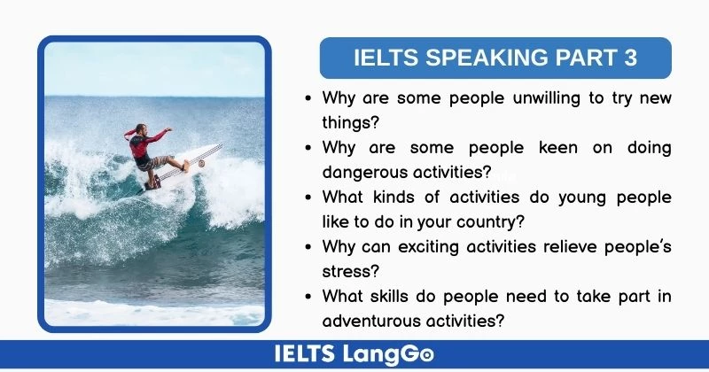 Describe an exciting activity you have tried for the first time Part 2, 3